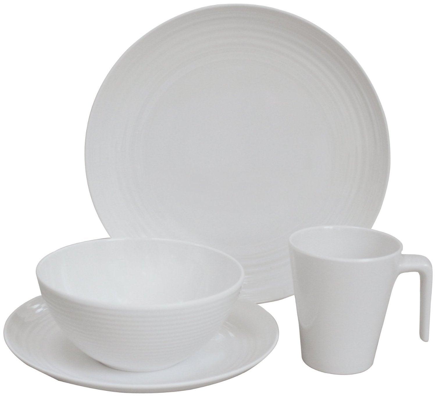 Seramika Vanilla 16 Piece Melamine Dinner Set for Camping- Towsure ...