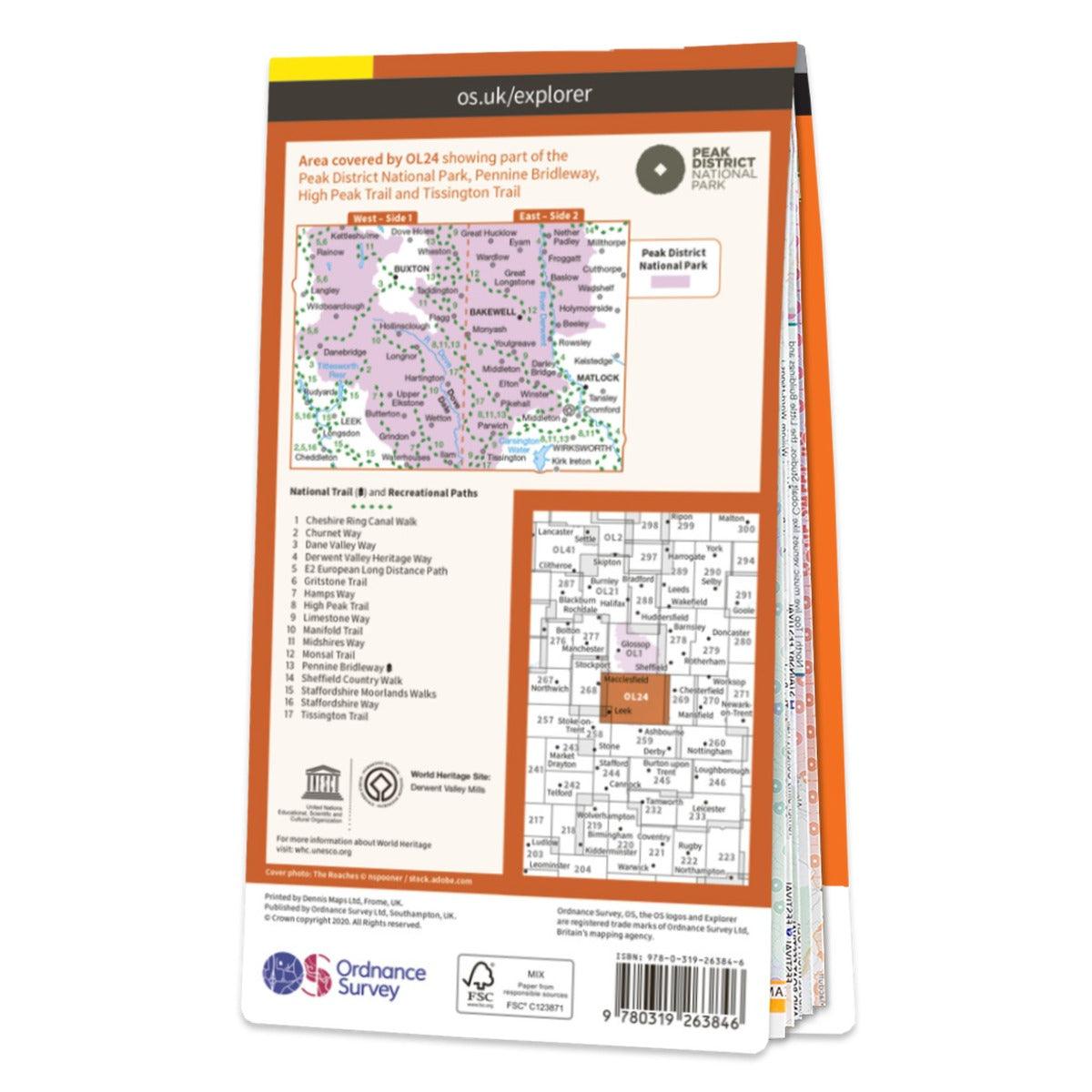 Waterproof OS Map OL24 - The Peak District: White Peak Area – Premier ...